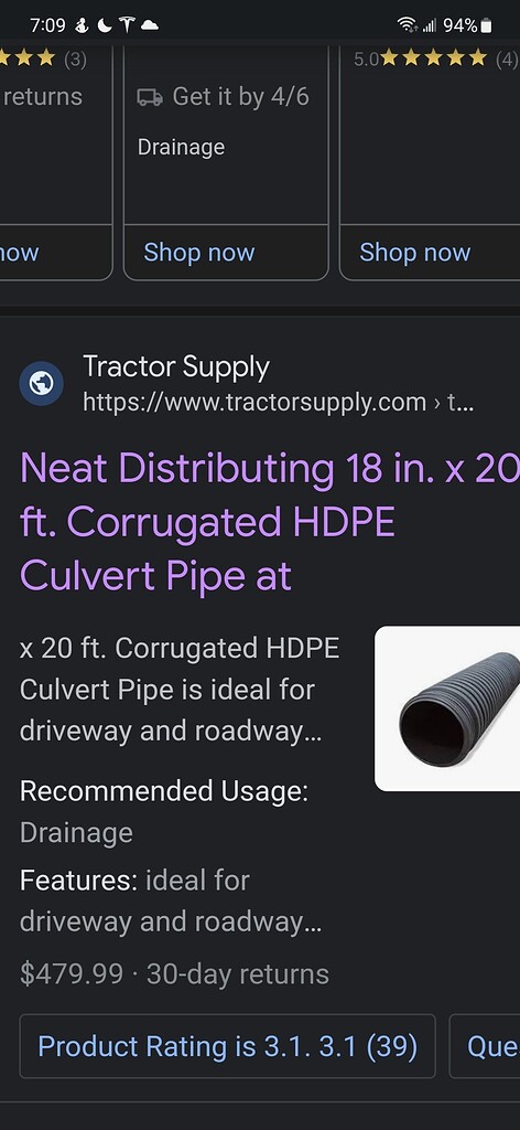 18 inches by 20 feet corrugated culvert pipe with a total of 10 pipes ...