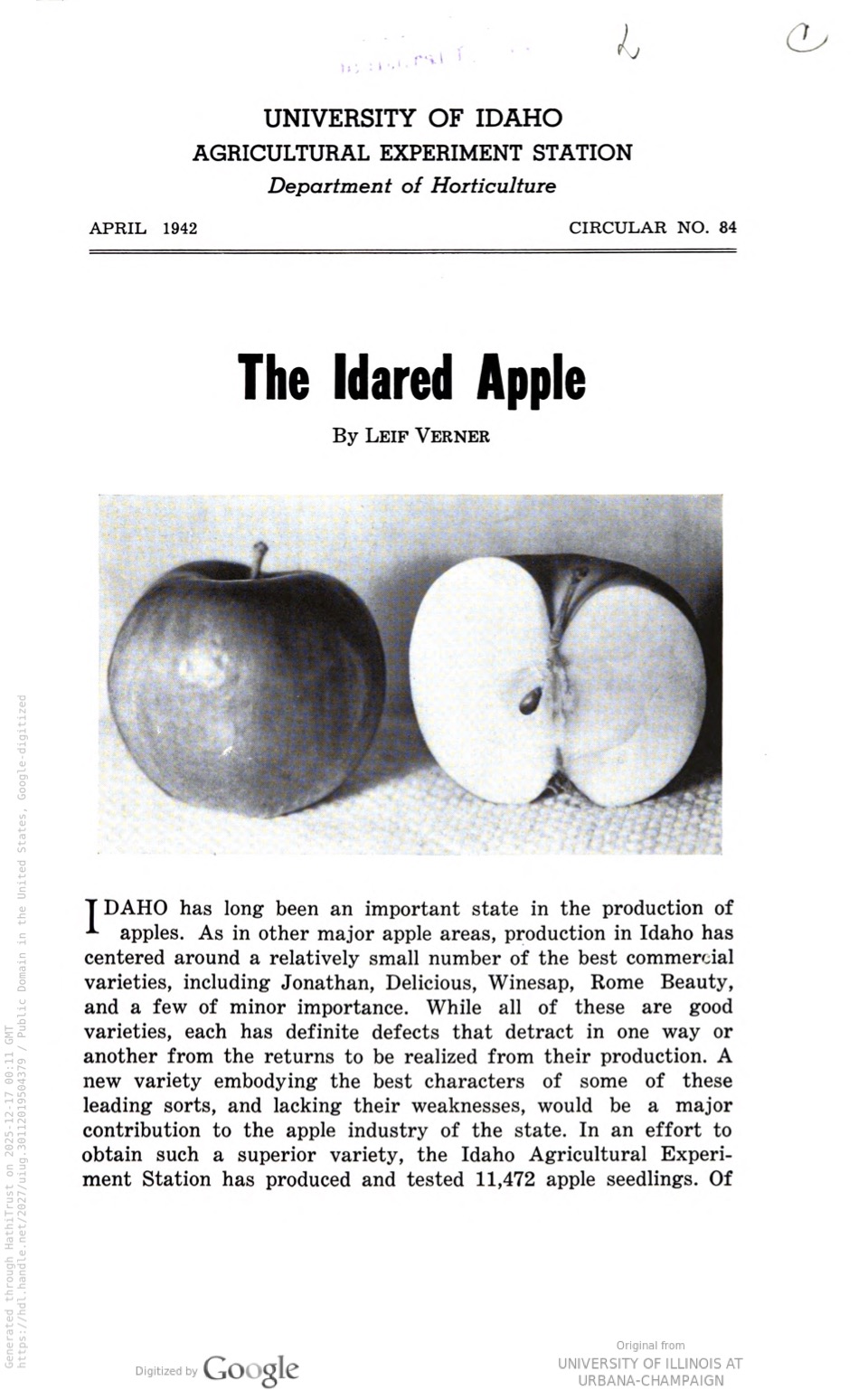 University of Idaho Apple Varieties, Idared, Idagold, Idajon, Payette ...